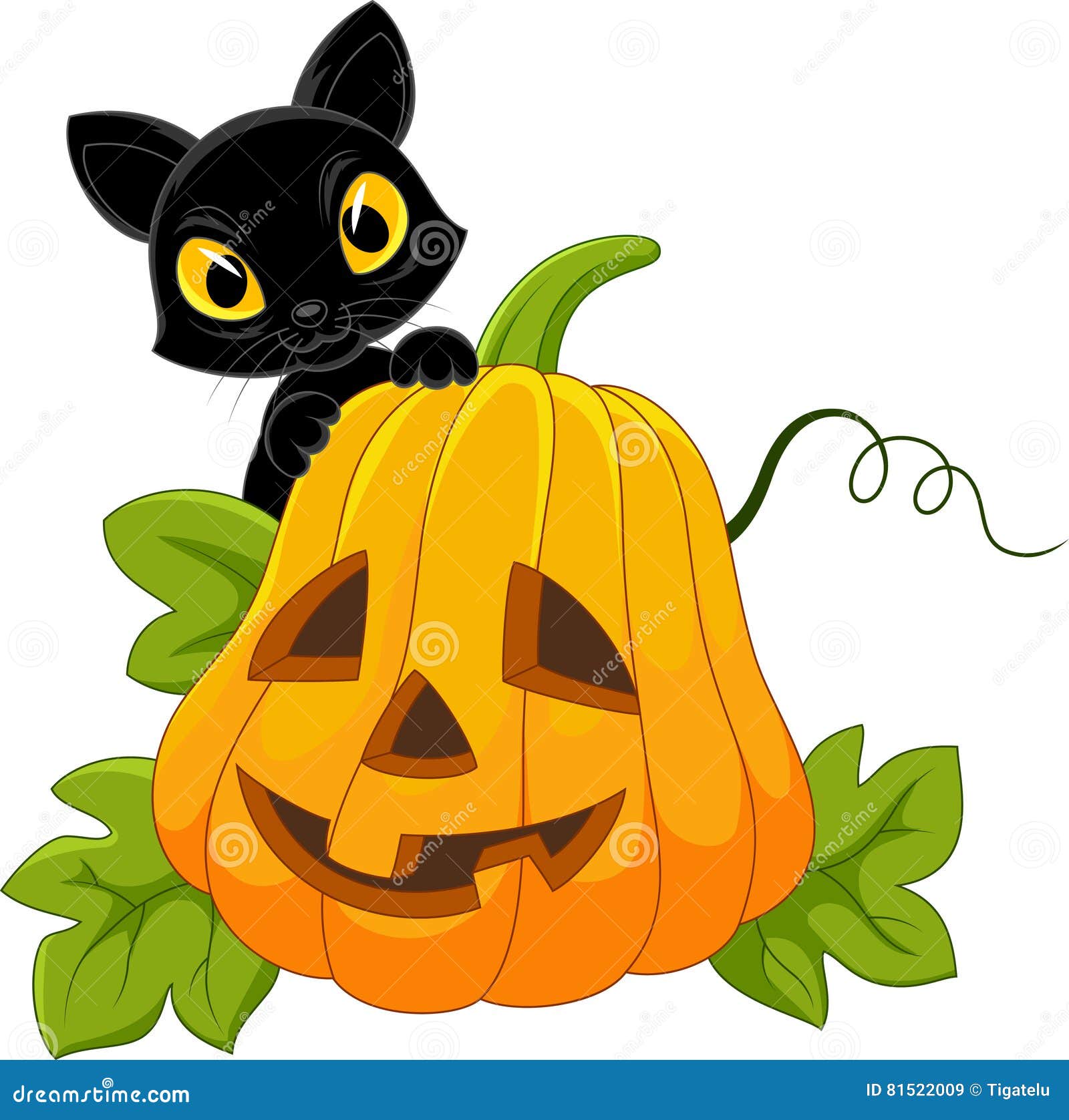 Cute Blank Cat with Halloween Pumpkin Stock Vector - Illustration of ...