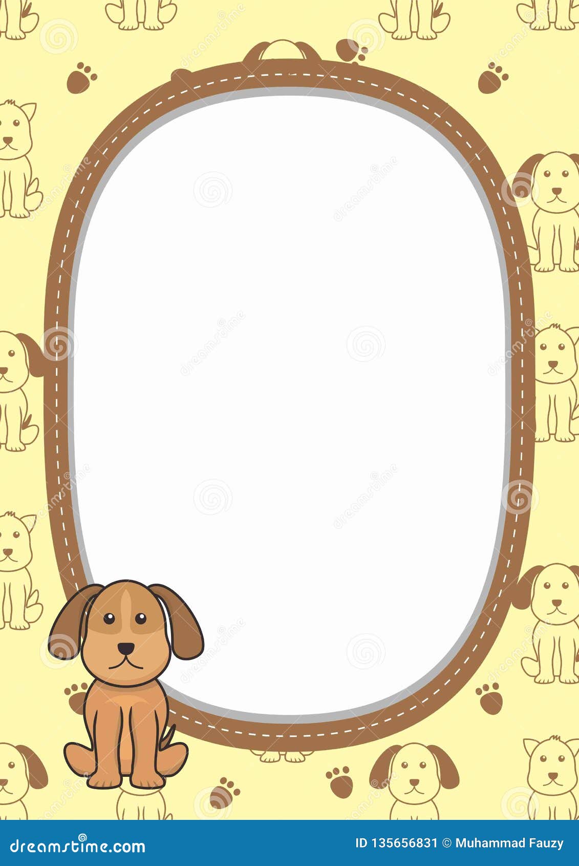 Cute Blank Frame Design with Adorable Dog Vector Stock Vector ...