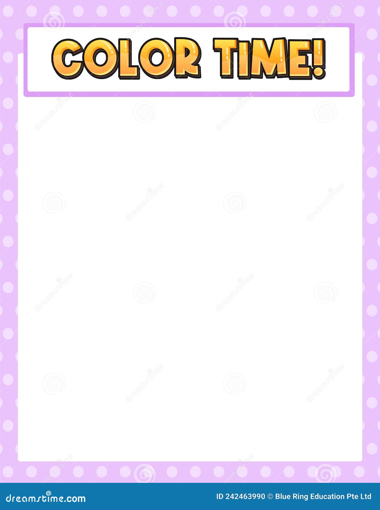 Cute Blank Violet Color Border For Worksheet Vector Illustration ...