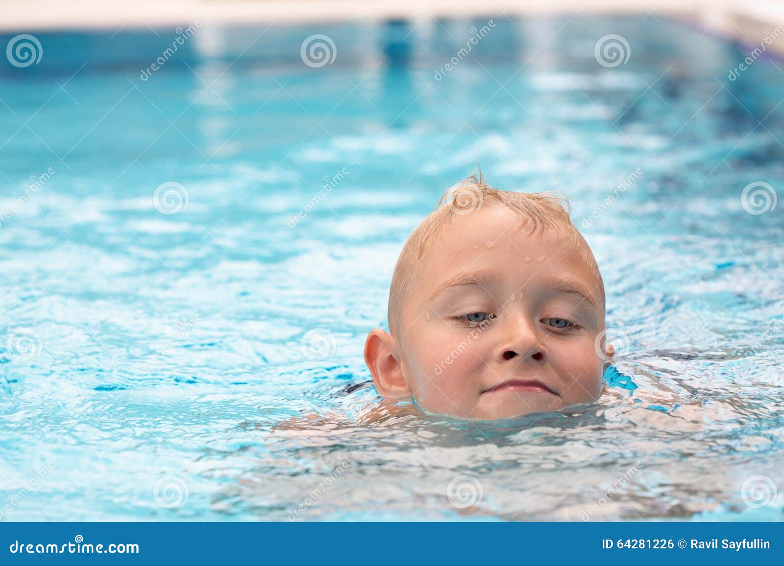 A Cute Blond Boy Learning To Swim Stock Photo - Image of blond, summer ...