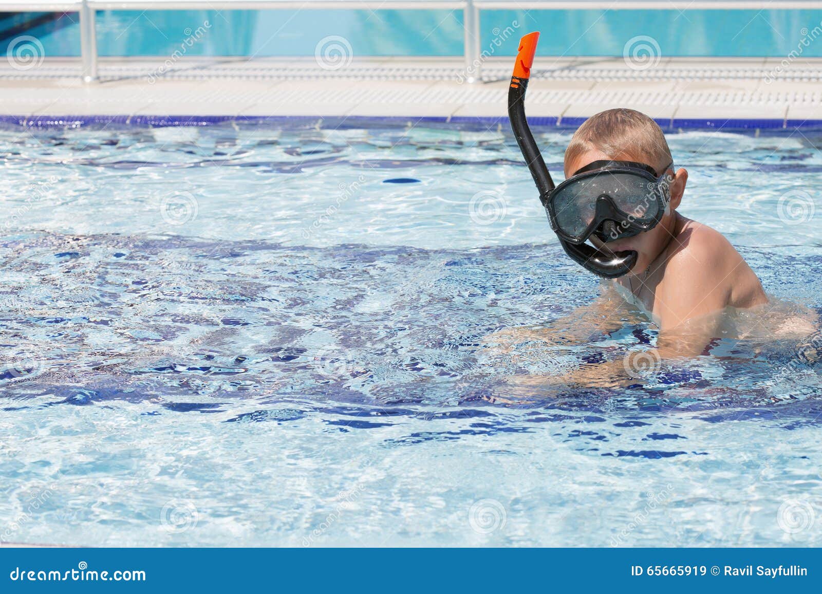 A Cute Blond Boy Learning To Swim Stock Image - Image of childhood ...