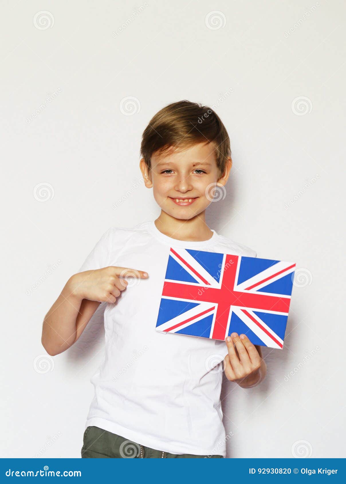 Cute Blonde Boy Posing with British Flag Stock Photo - Image of fashion ...