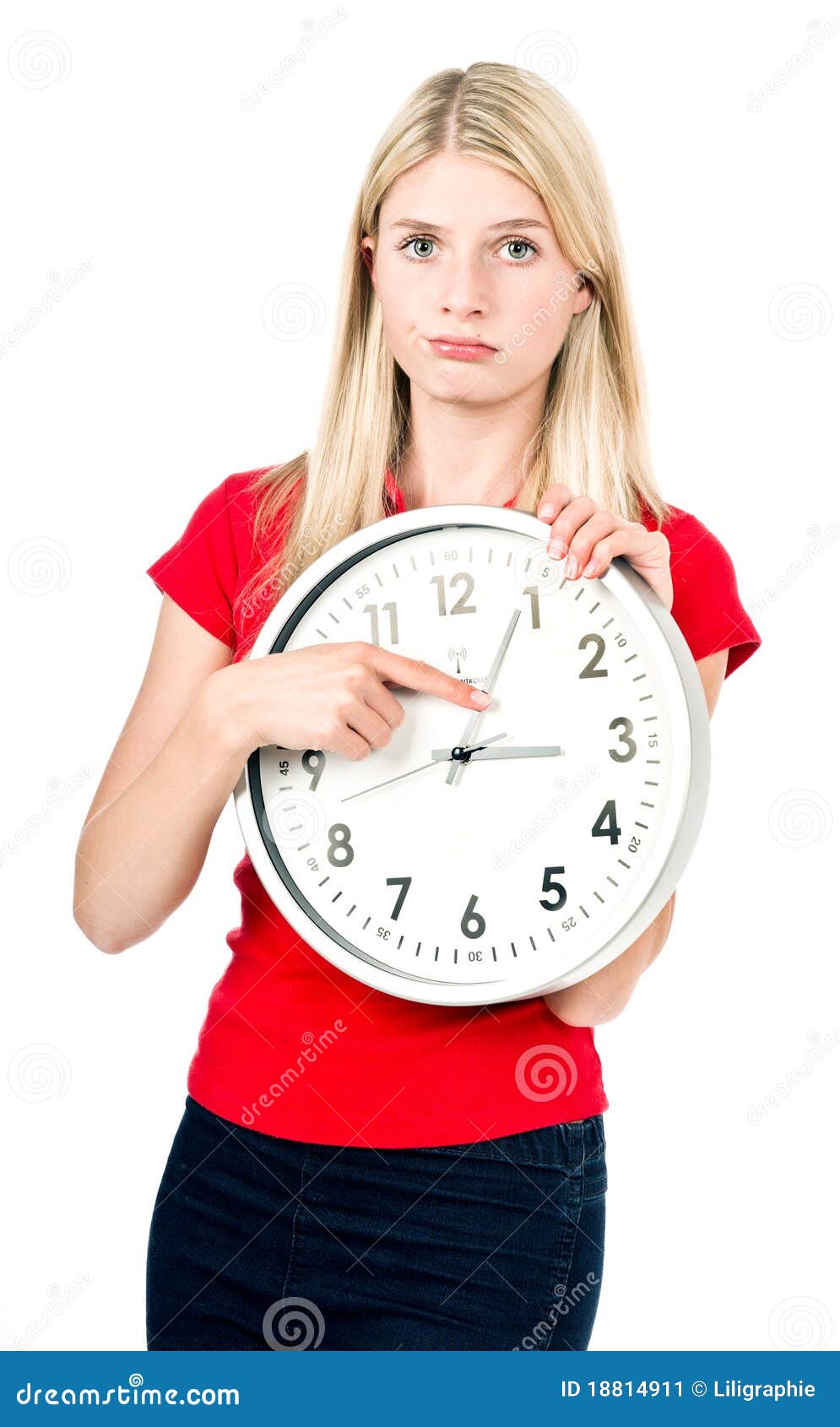 Cute Blonde Girl with the Clock Stock Image - Image of teens, long ...