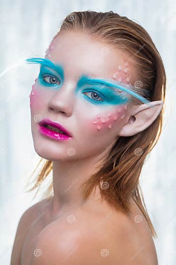 Cute Blonde in the Image of an Elf Stock Image - Image of makeup ...