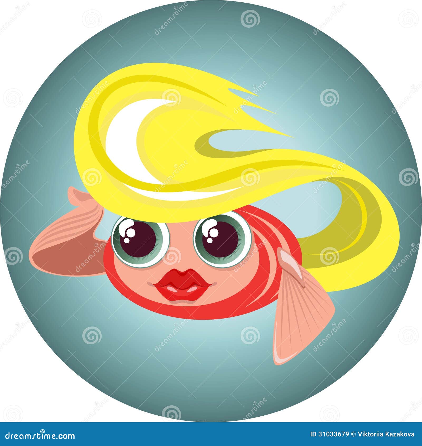 Cute Blonde Little Fish in a Circle Stock Vector - Illustration of nice ...
