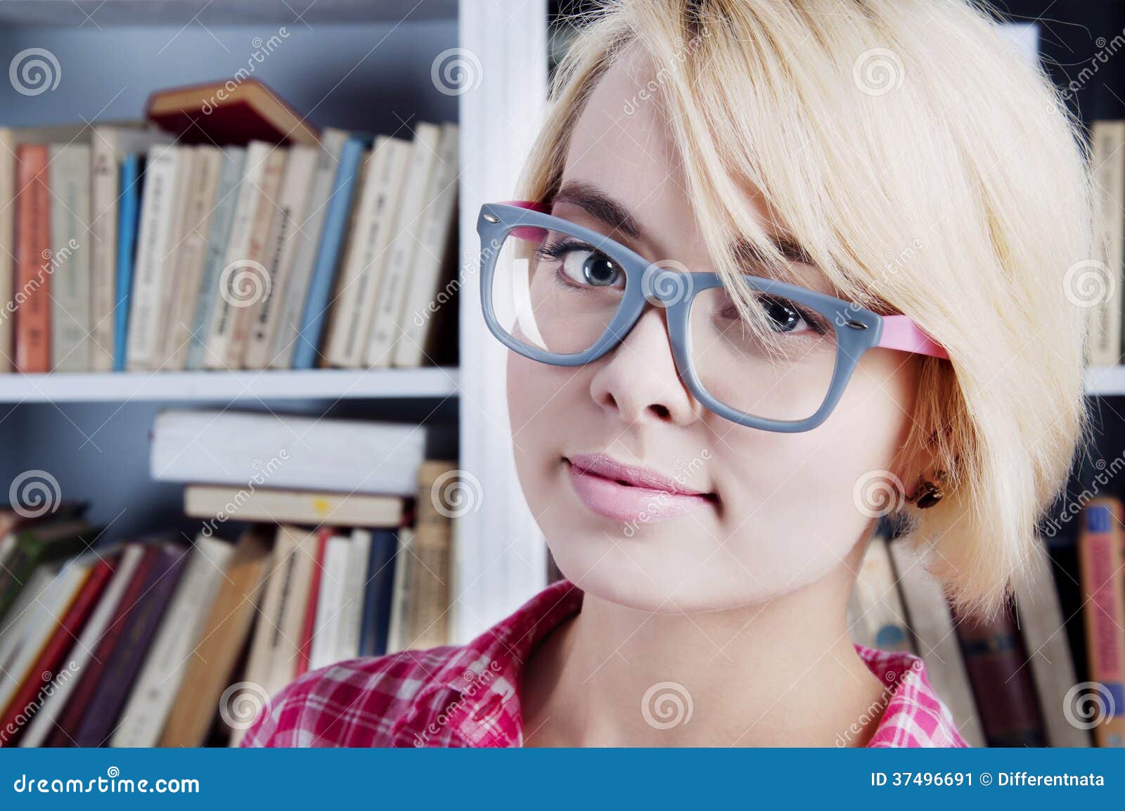 Cute blonde student girl stock image. Image of bookstore - 37496691
