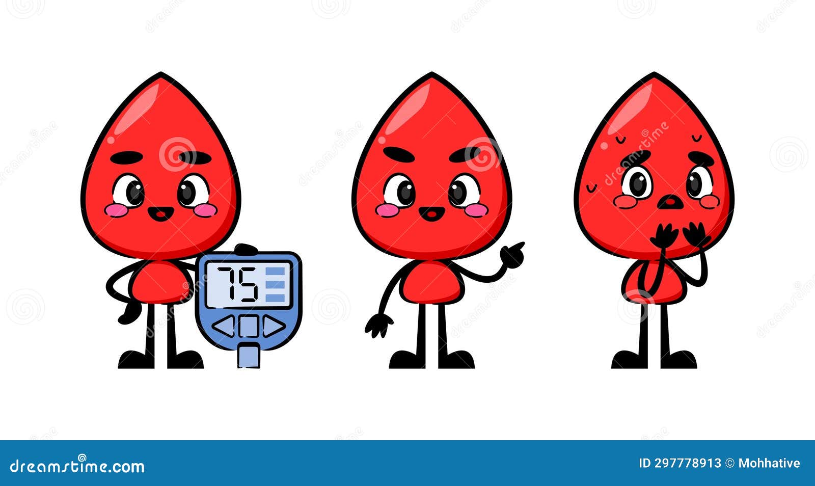 Cute Blood Mascot Collection. Health Mascot Vector Stock Illustration ...