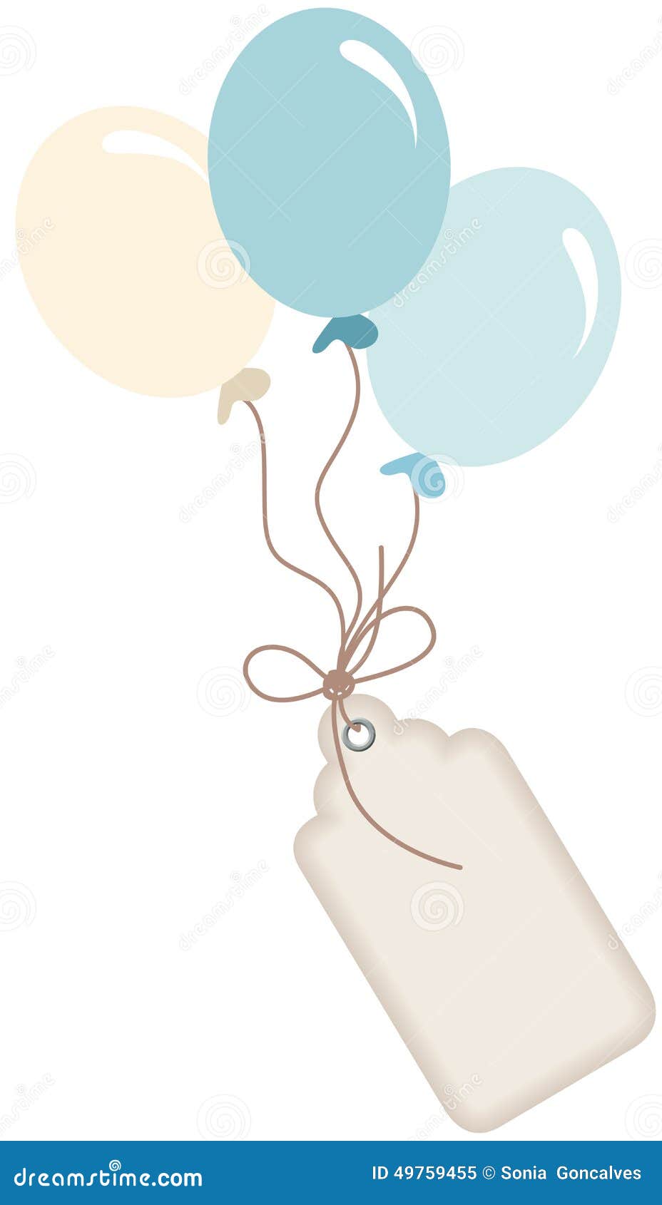 Cute Blue Balloons with Label Tag Stock Vector - Illustration of lovely ...