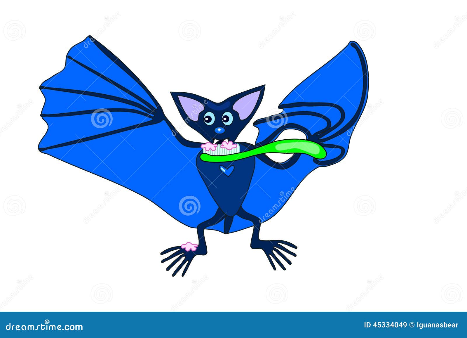 Cute Blue Bat Brushing Teeth Stock Vector - Illustration of brushing ...