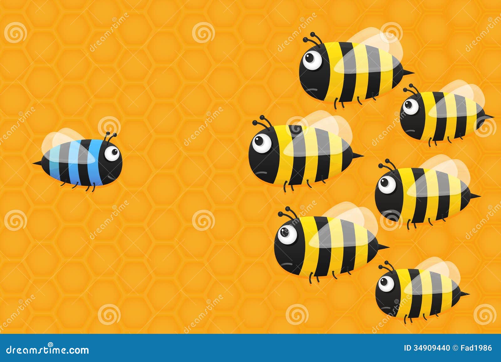 Cute blue bee stock vector. Illustration of nature, efficiency - 34909440