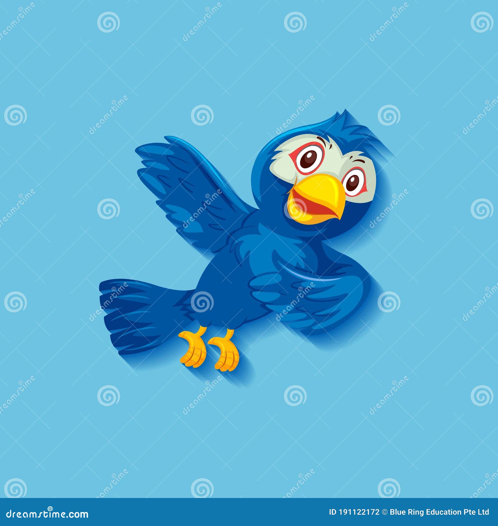 Cute Blue Bird Cartoon Character Stock Illustration - Illustration of ...