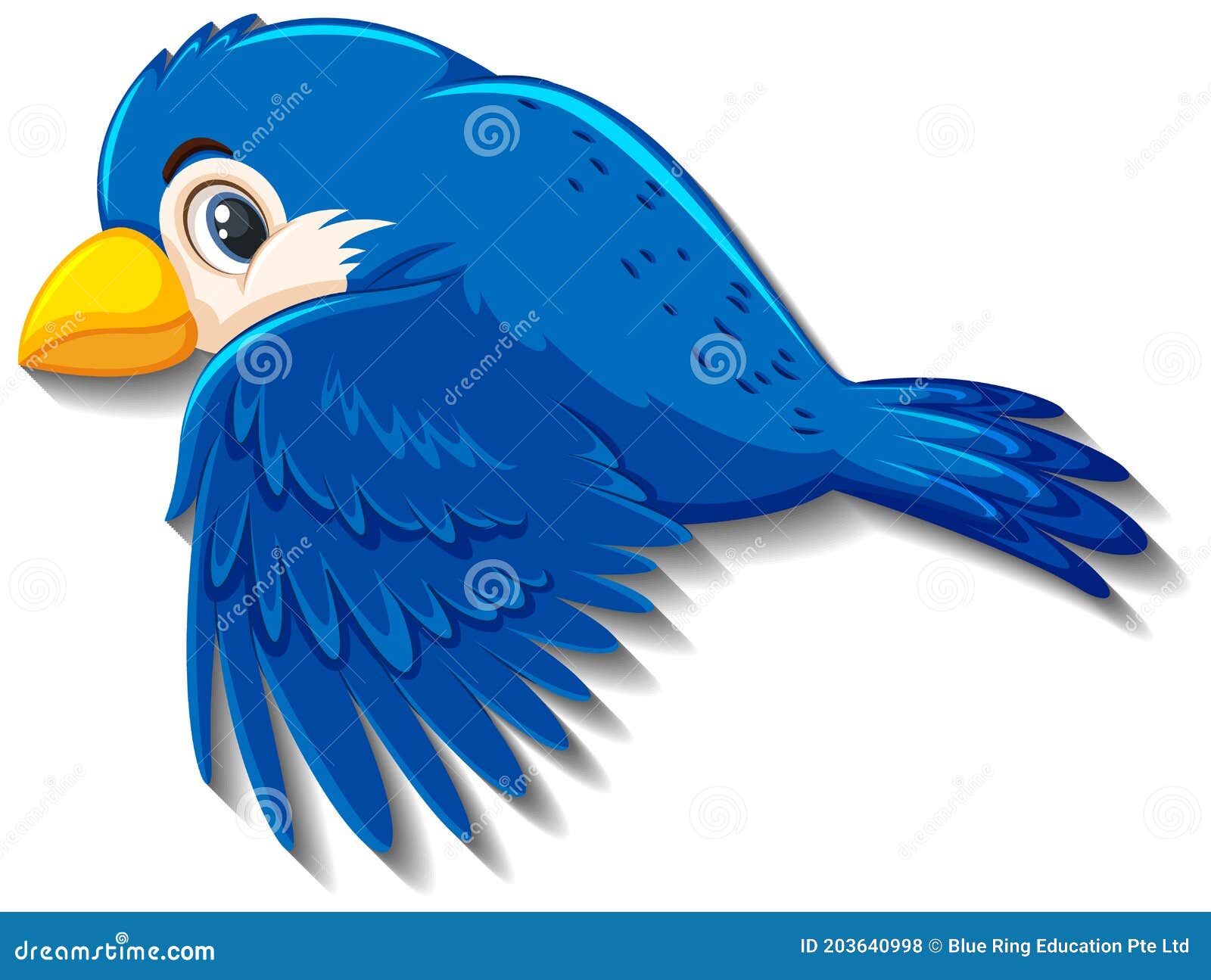 Cute Blue Bird Cartoon Character Stock Vector - Illustration of drawing ...