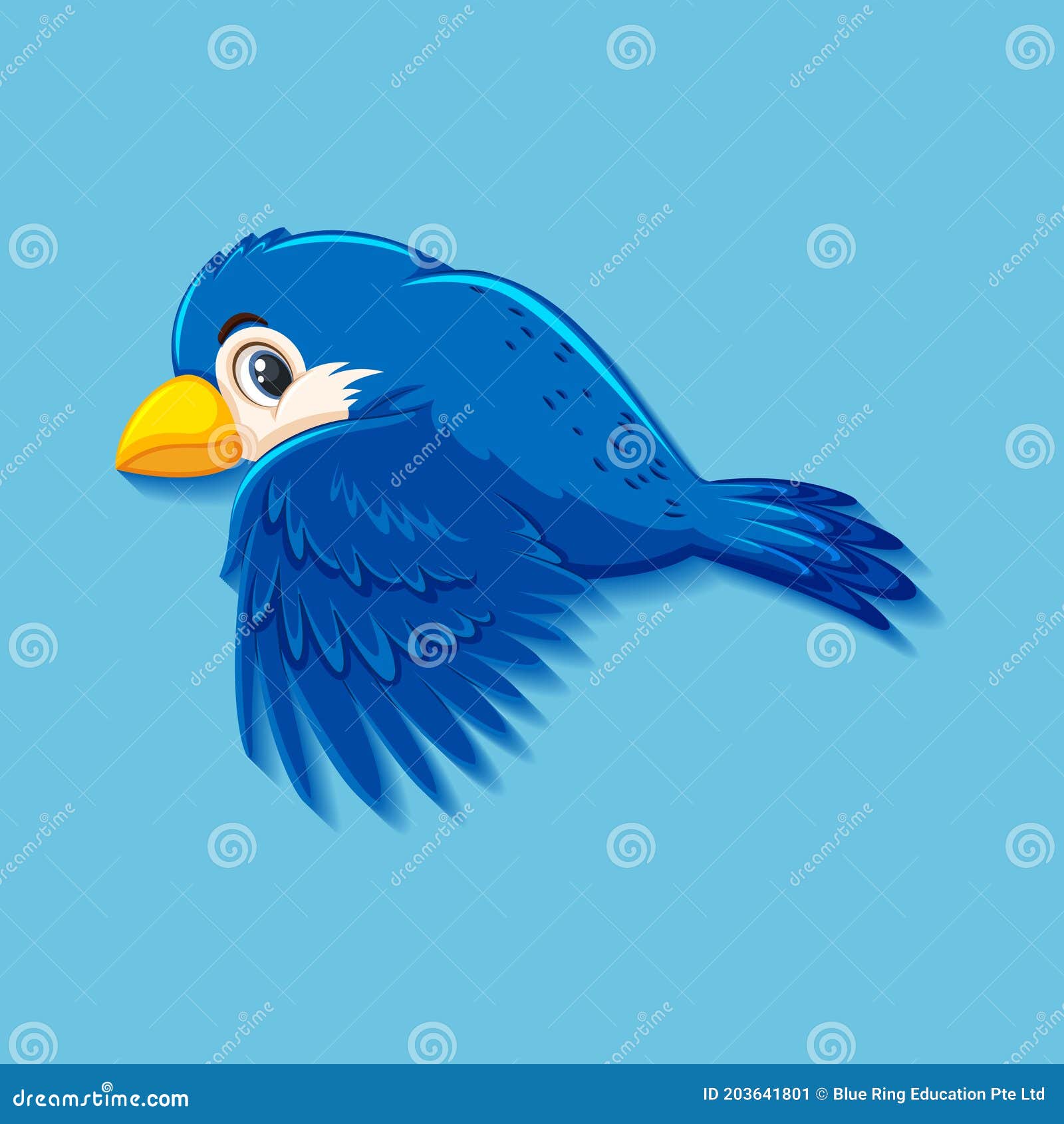 Cute Blue Bird Cartoon Character Stock Vector - Illustration of living ...