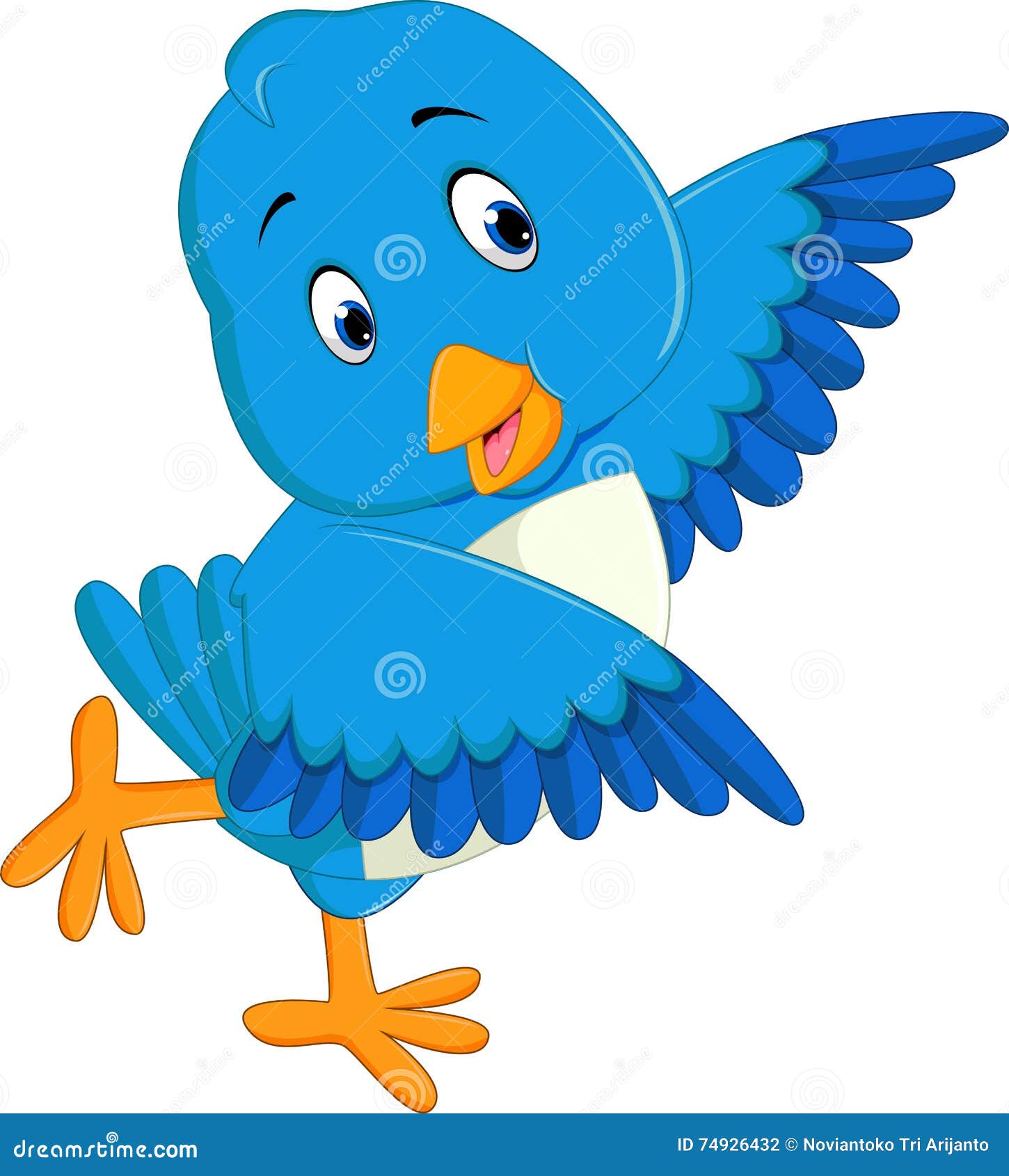 Cute blue bird cartoon stock vector. Illustration of bluebird - 74926432