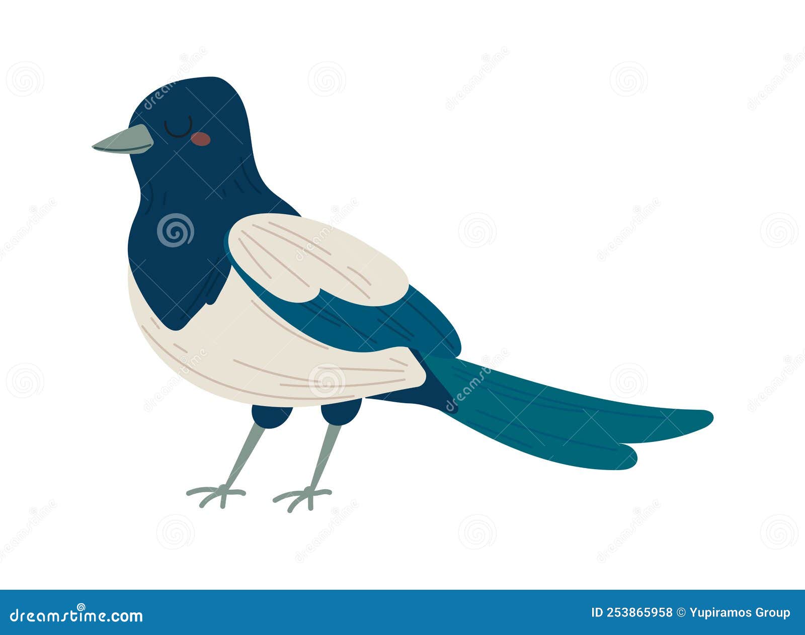 Cute blue bird stock vector. Illustration of wing, bird - 253865958