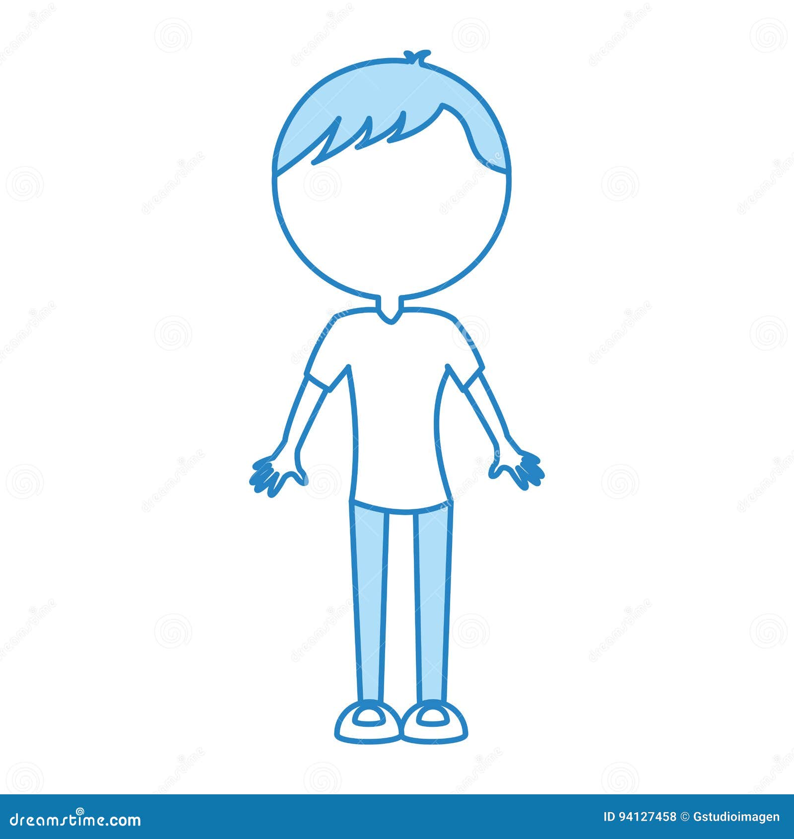 Cute blue body man cartoon stock vector. Illustration of healthy - 94127458