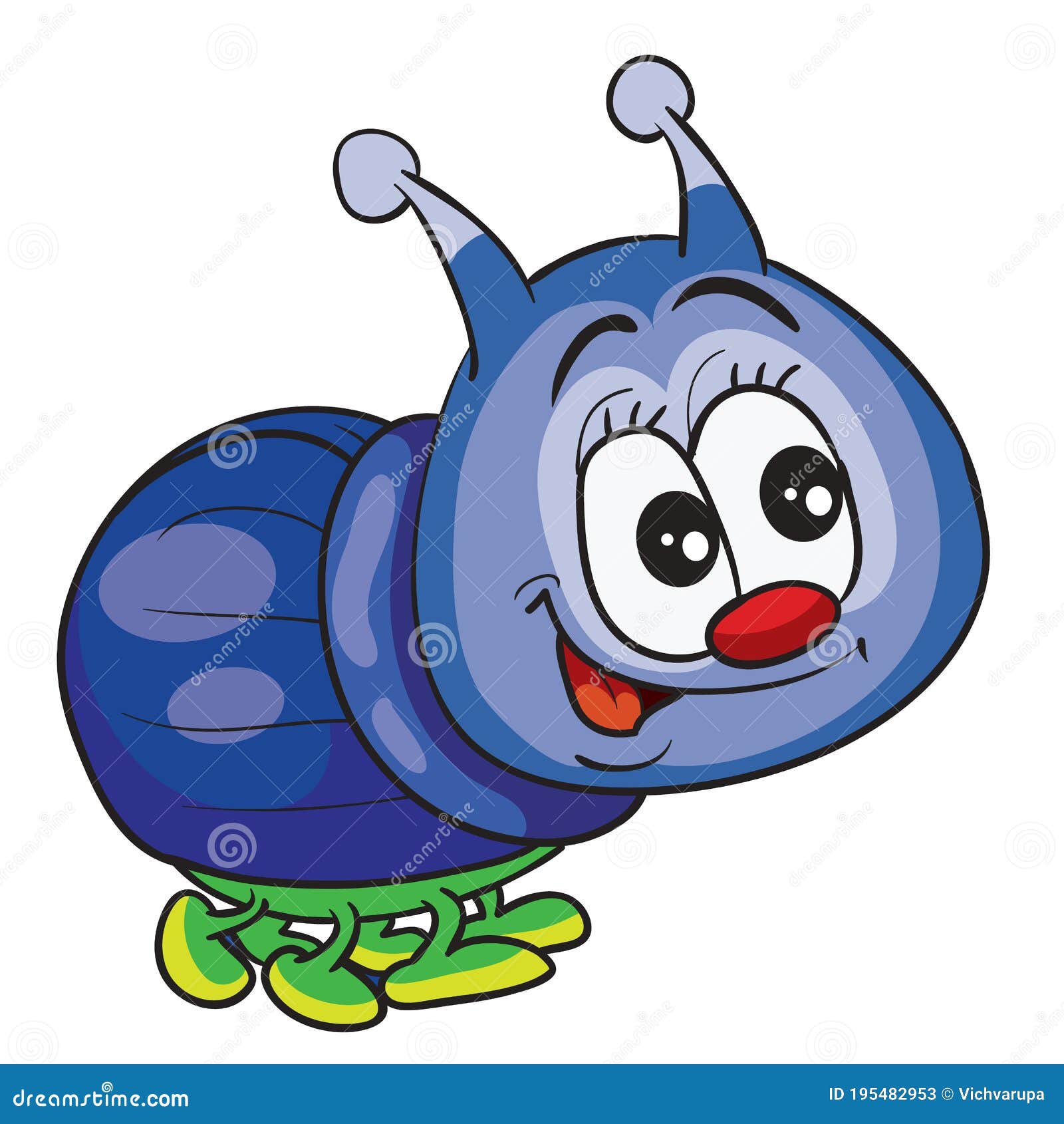 Cute Blue Bug Character, Isolated Object, Vector Illustration, Cartoon ...