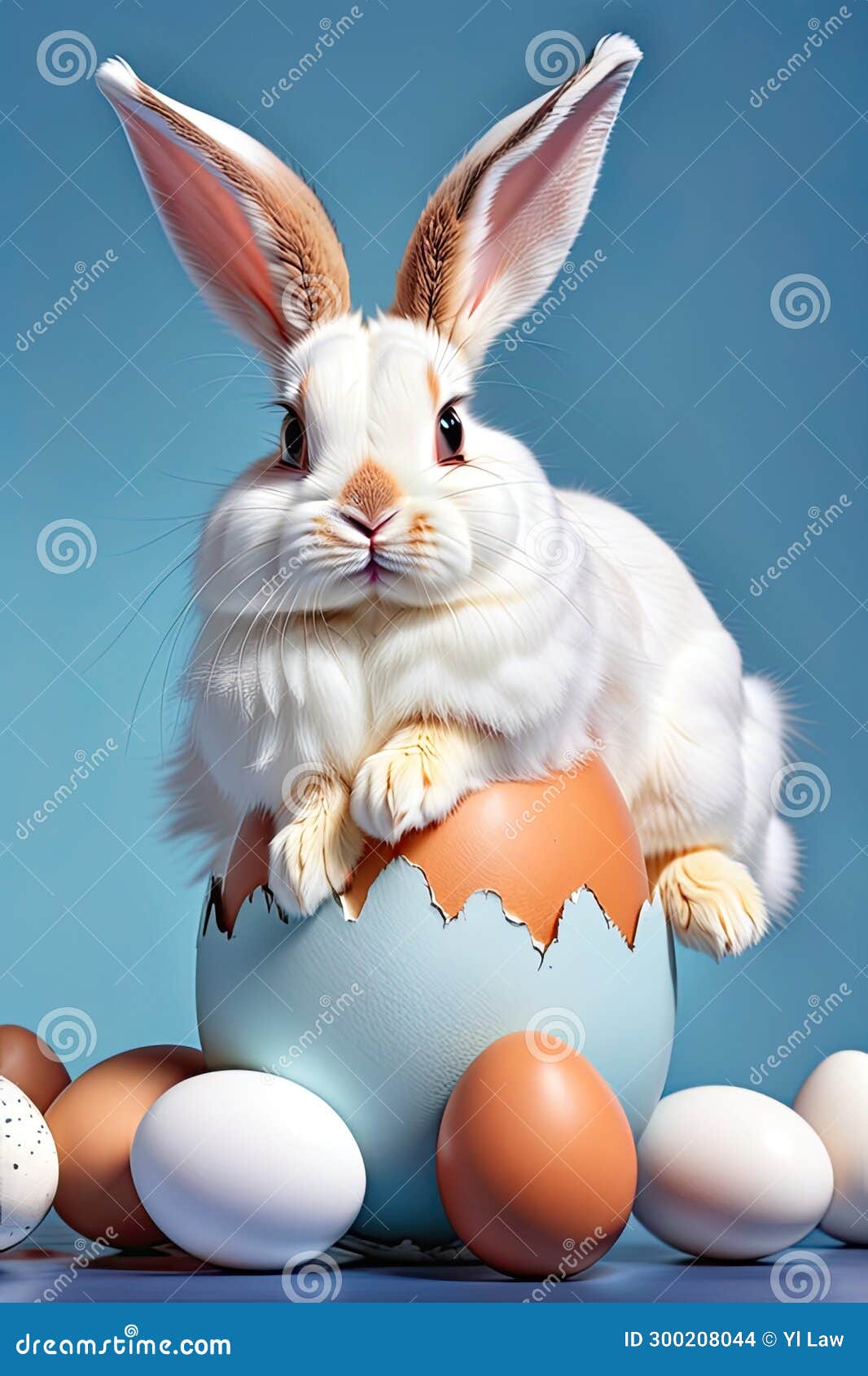 A Cute Blue Bunny with Easter Eggs in Celebration Tradition Editorial ...