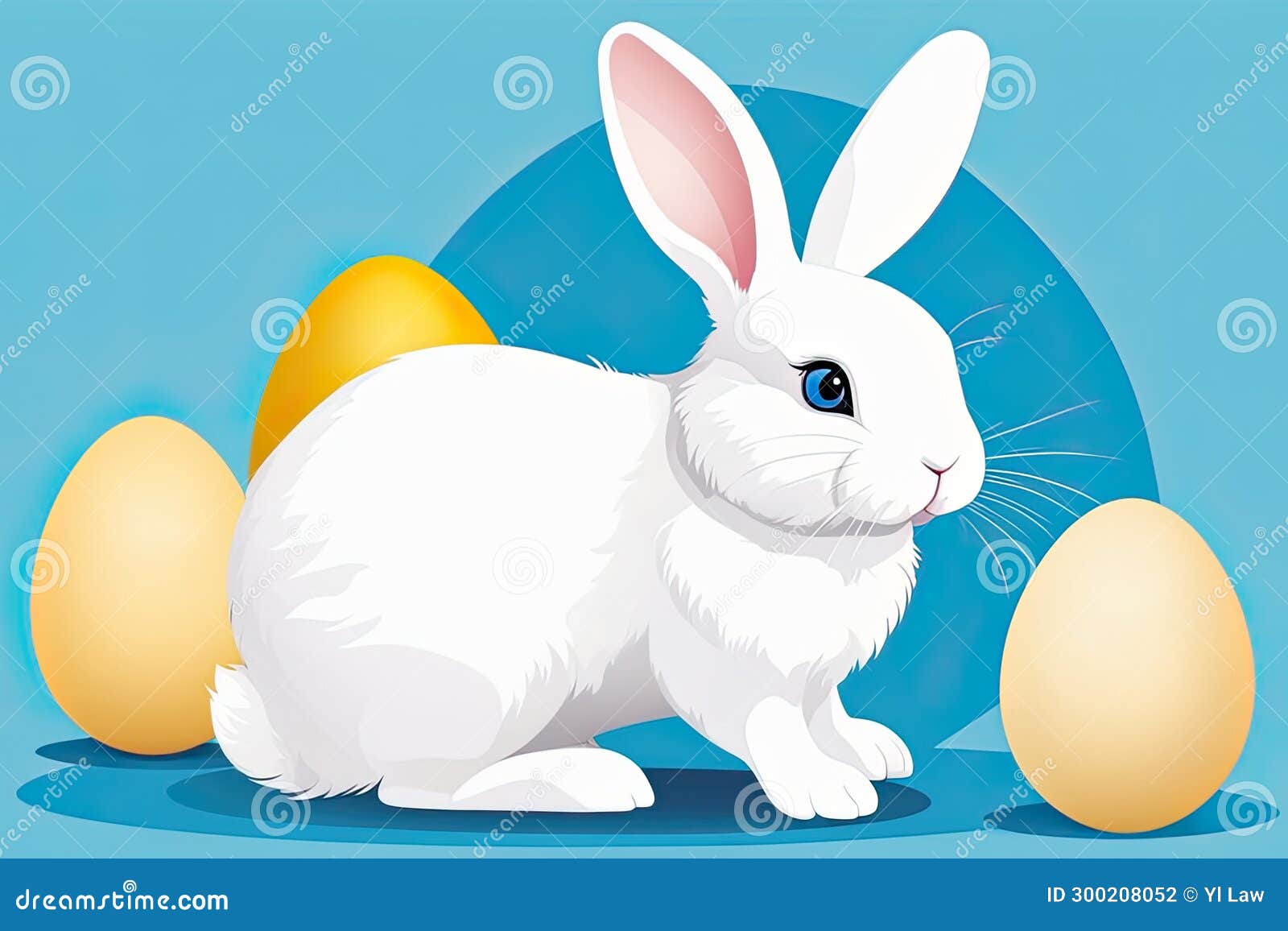 A Cute Blue Bunny with Easter Eggs in Celebration Tradition Stock ...