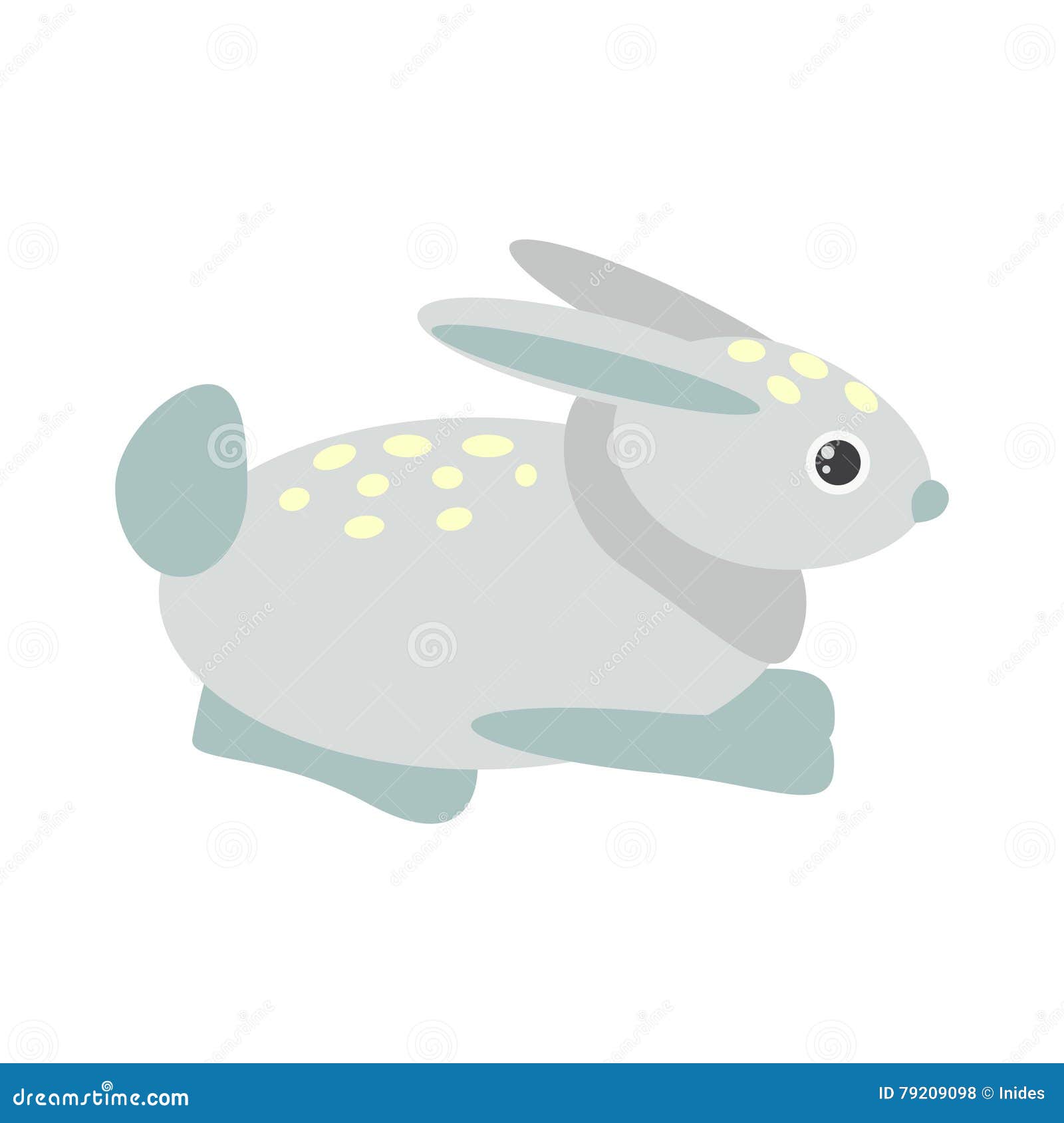 Cute Blue Bunny Vector Illustration. Stock Vector - Illustration of ...