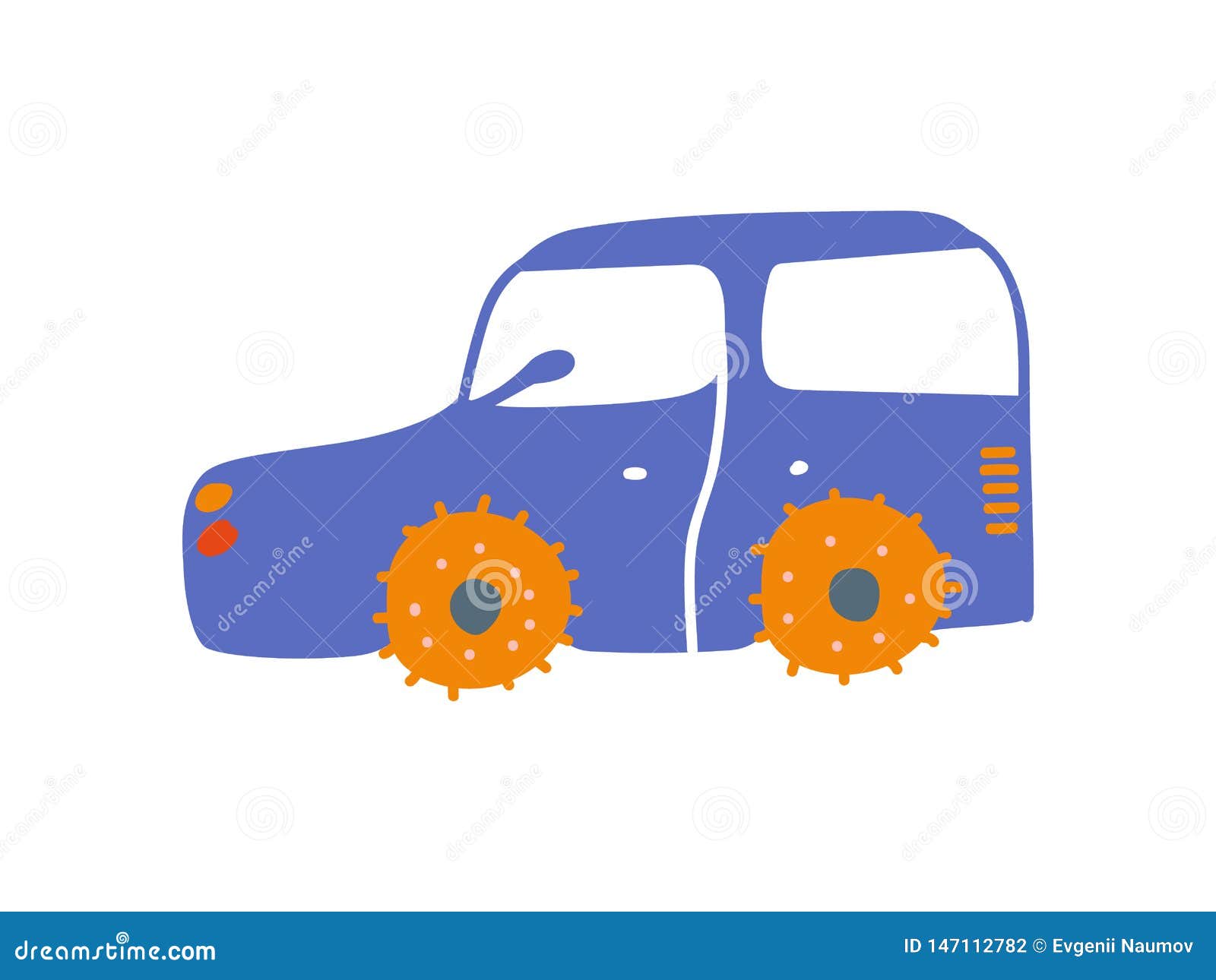 Cute Blue Car, Side View Cartoon Vector Illustration Stock Vector ...
