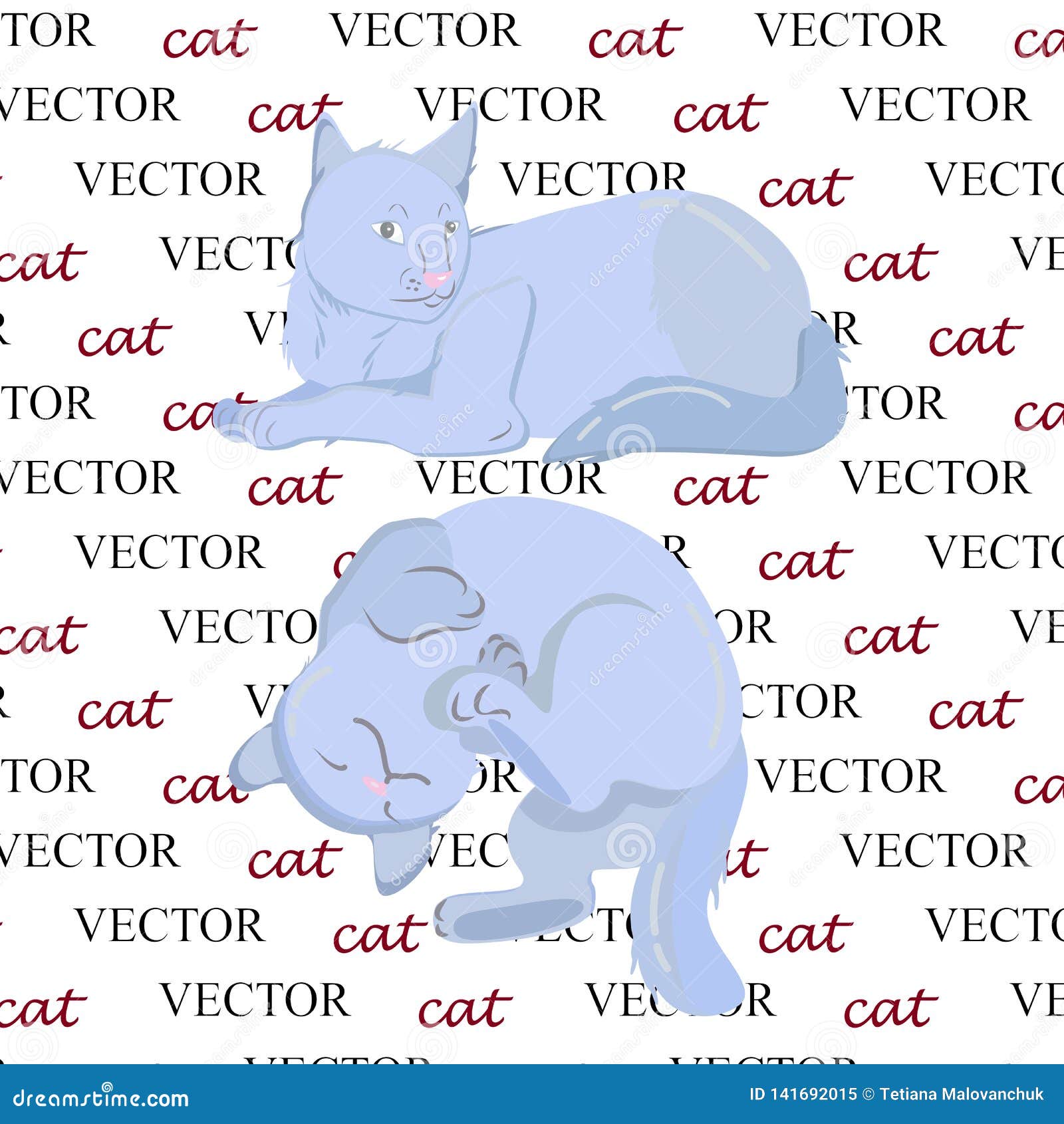 Cute Blue Cat for the Logo. Vector Background Image Stock Vector ...