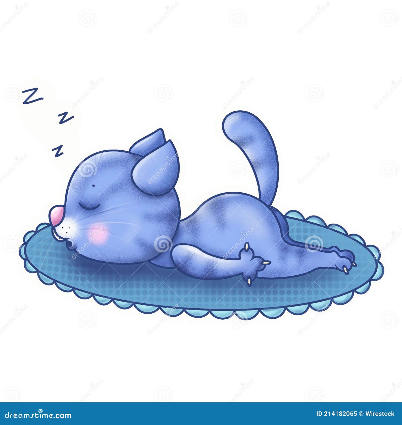 Cute blue cat sleeping stock illustration. Illustration of relax ...