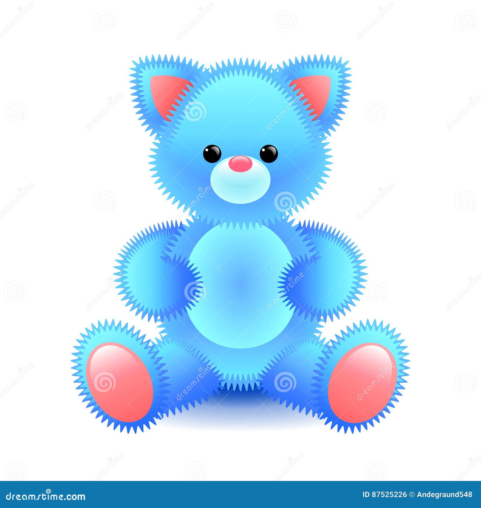 Cute Blue Cat Soft Toy Isolated on White Vector Stock Vector ...