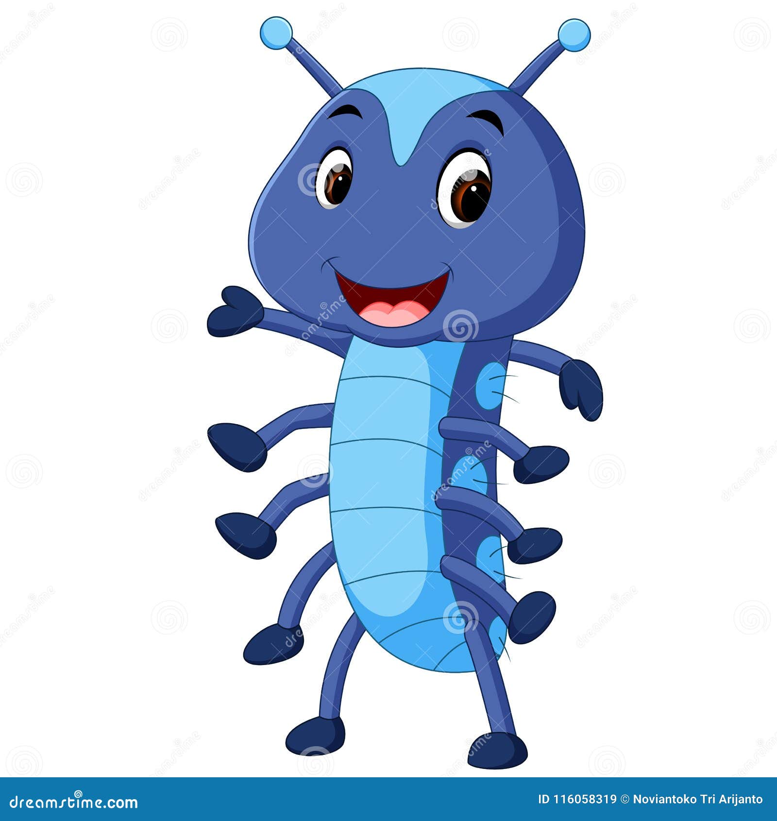 A Cute Blue Caterpillar Cartoon Stock Vector - Illustration of clipping ...