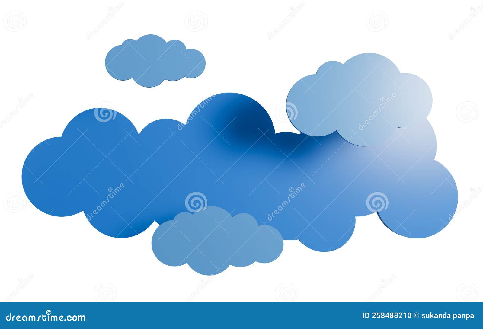 Cute Blue Cloud Paper Cut Style.,3d Model and Illustration Stock ...