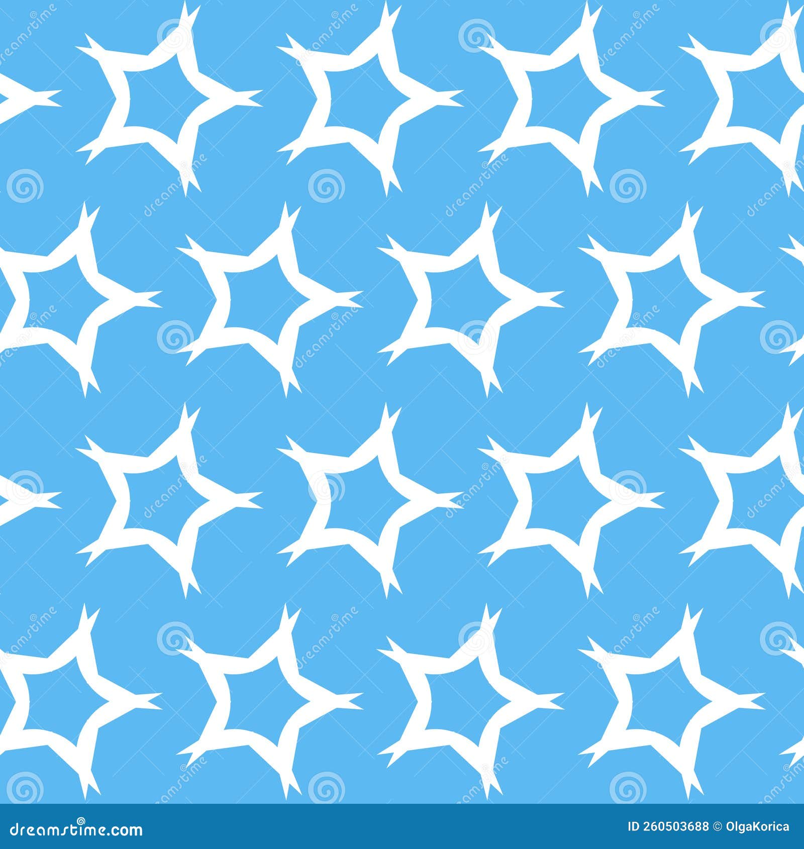 Cute Blue Decorative Seamless Pattern Star Asterisk, Design for Textile ...