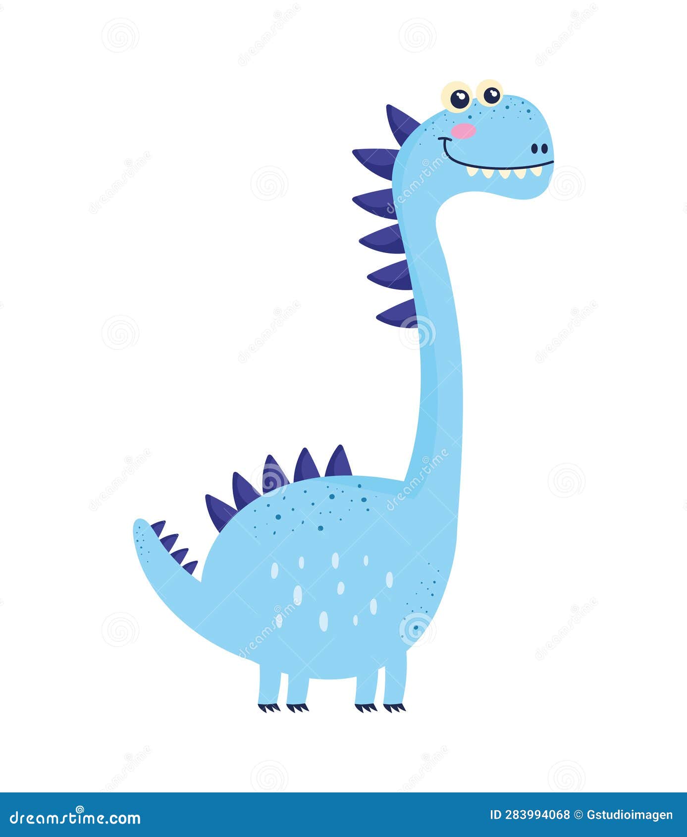 Cute blue dinosaur stock vector. Illustration of design - 283994068