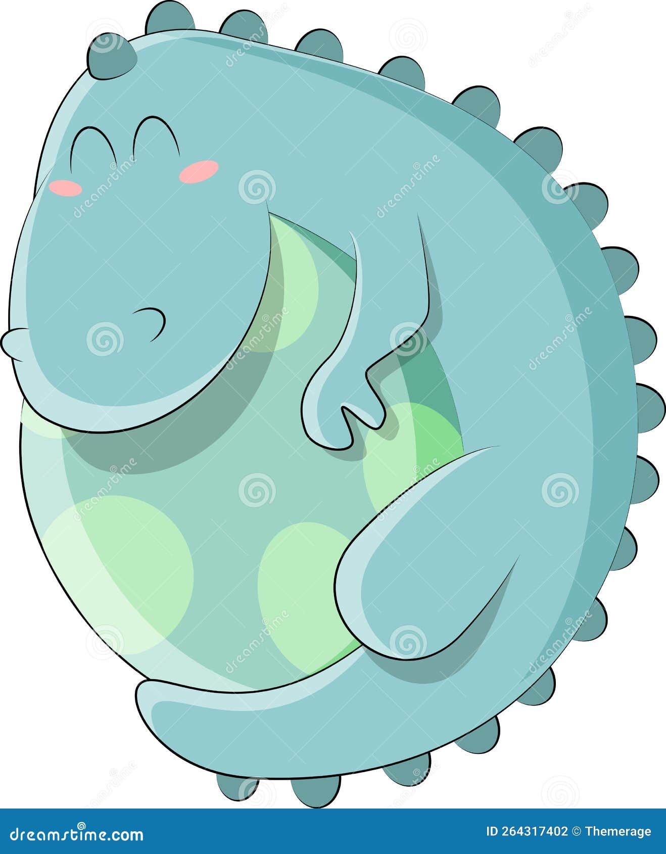 A Cute Blue Dinosaur Hugs an Egg and Warms it Stock Vector ...