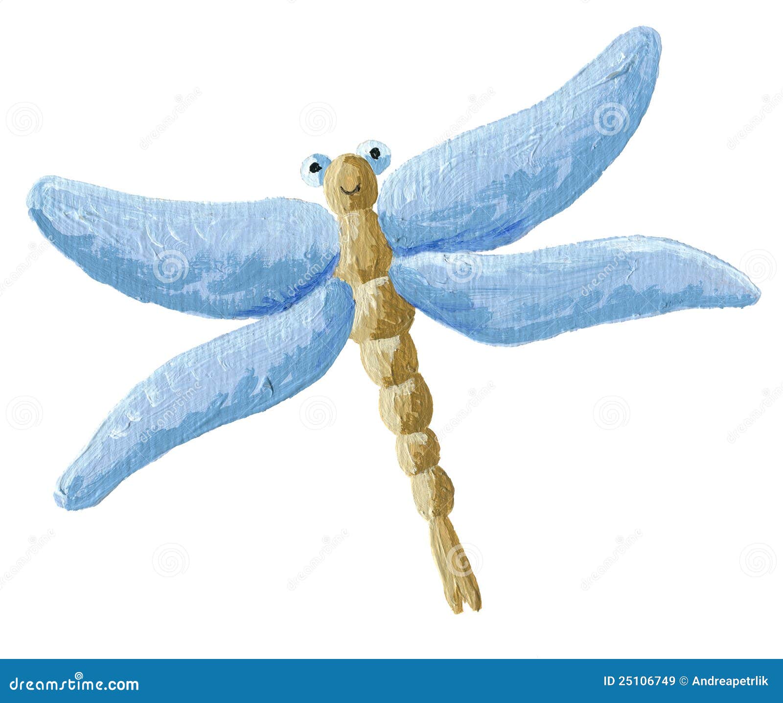 Blue Dragonfly With Folded Wings Isolated On White. Cast A Shadow ...
