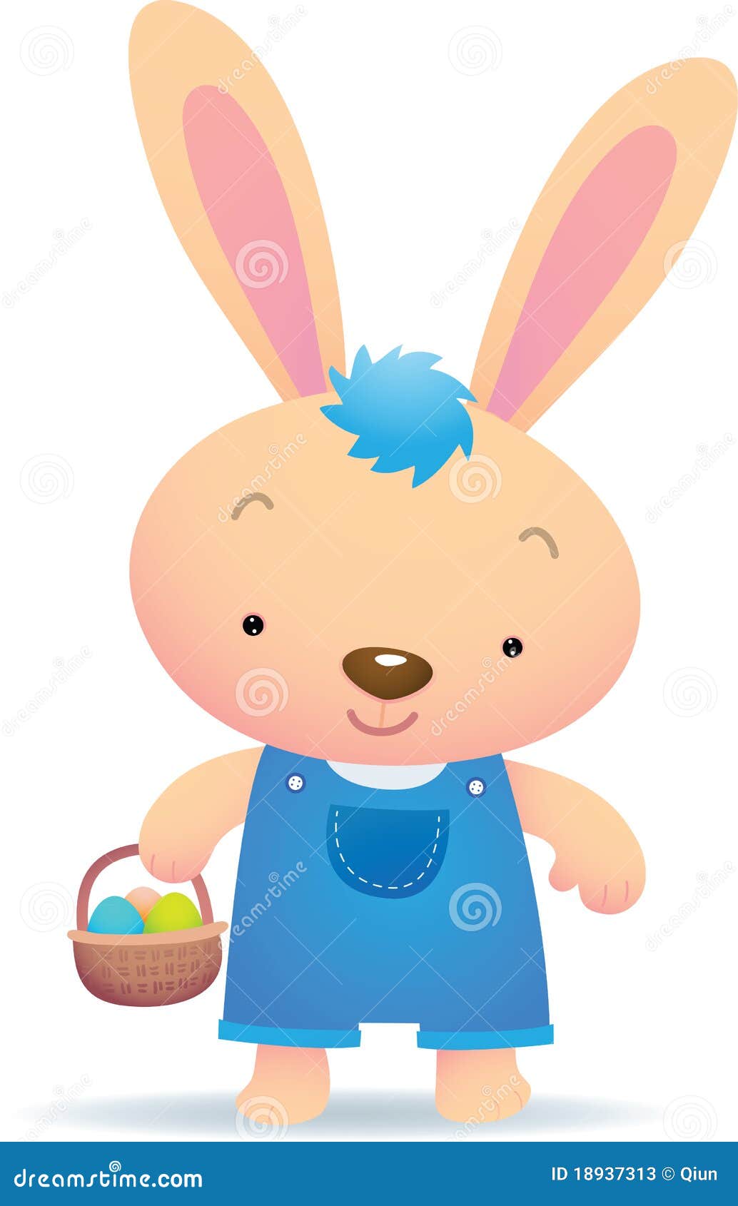 Cute Blue Easter Bunny stock vector. Illustration of basket - 18937313