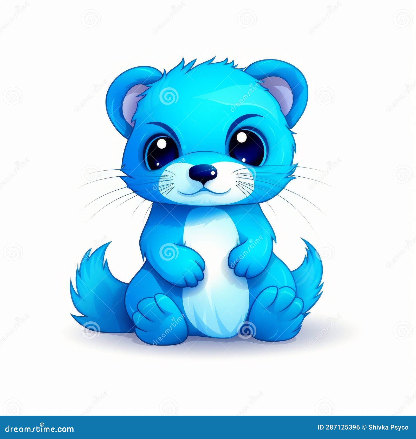 A Cute Blue Ferret on White Background Generative AI Stock Photo ...