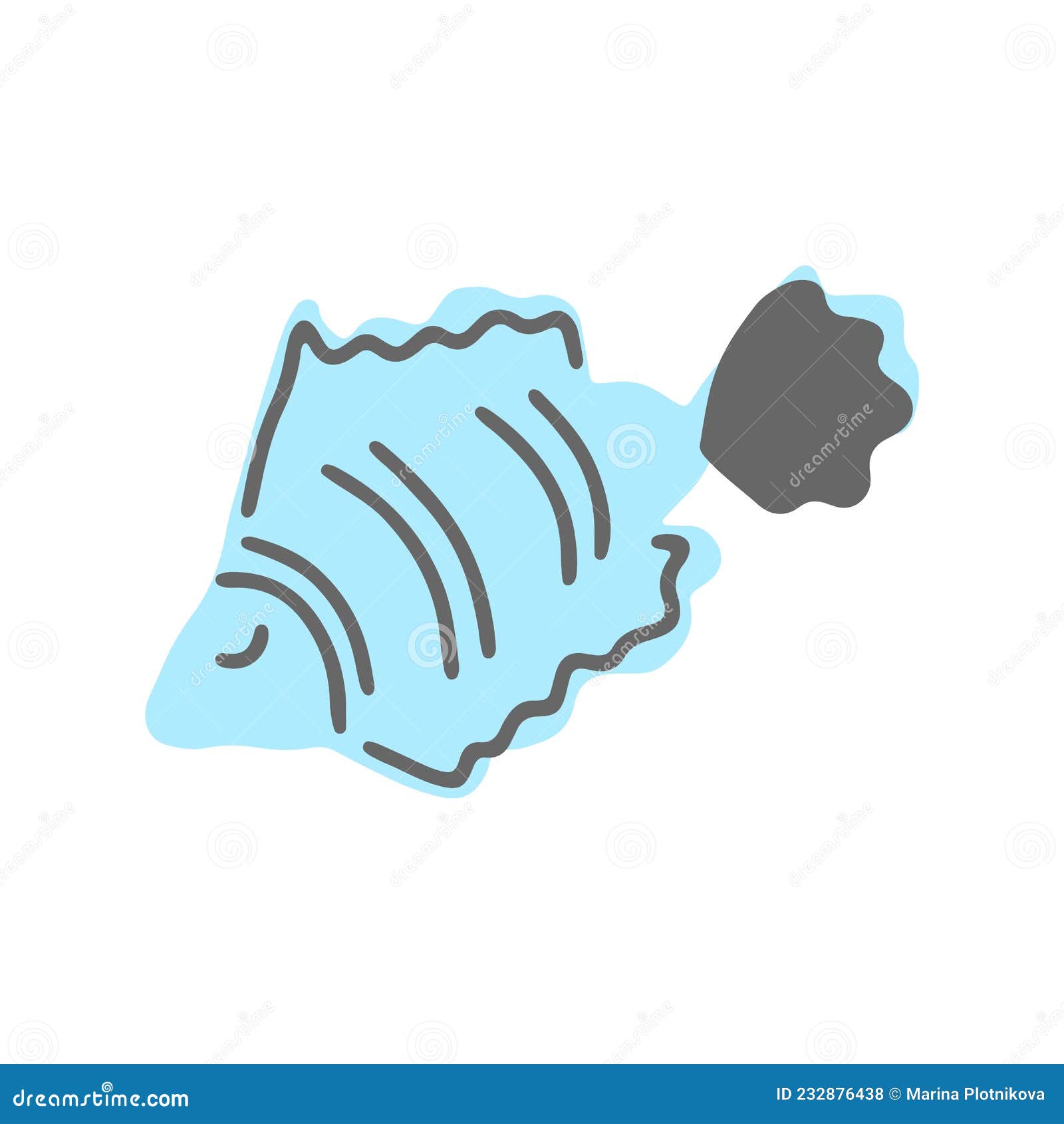 Cute Blue Fish Cartoon, Doodle. Vector Illustration. Stock Vector ...