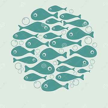 Cute Blue Fish Circle Vector Design for Card Stock Vector ...