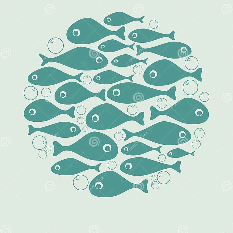 Cute Blue Fish Circle Vector Design for Card Stock Vector ...