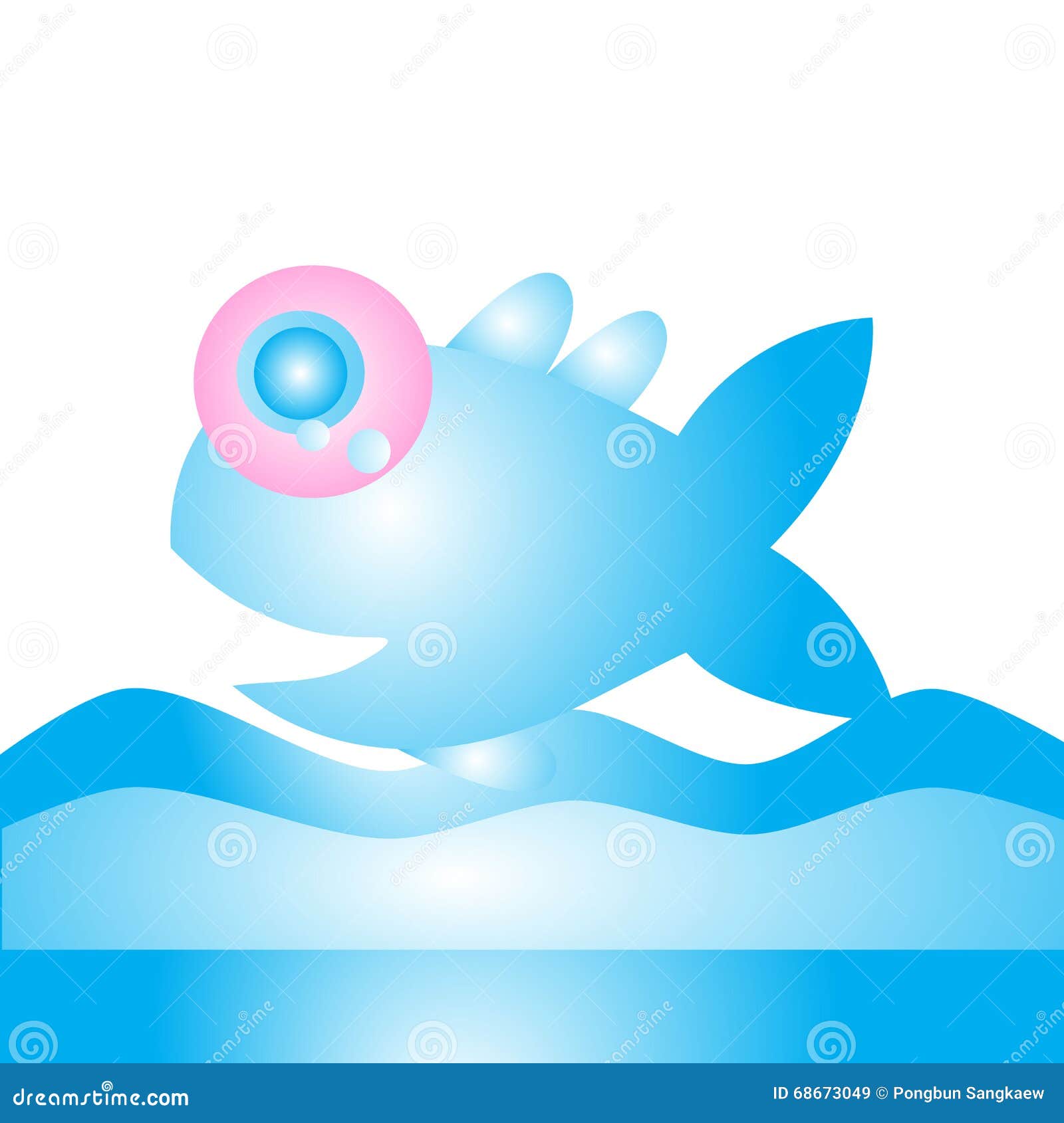 Cute blue fish design stock vector. Illustration of cartoon - 68673049