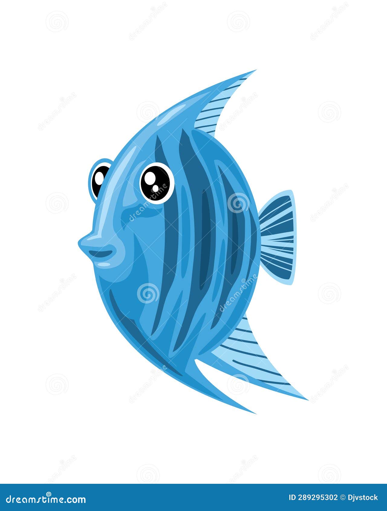 Cute Blue Fish Icon on White Backgroound Stock Illustration ...