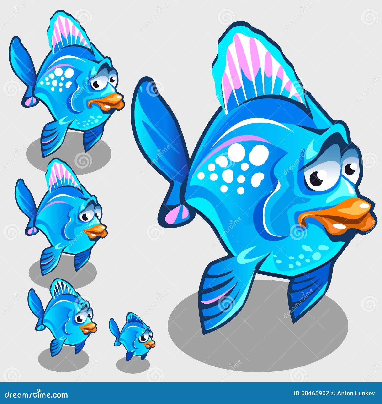 Cute Blue Fish with Sad Face, Vector Character Stock Vector ...