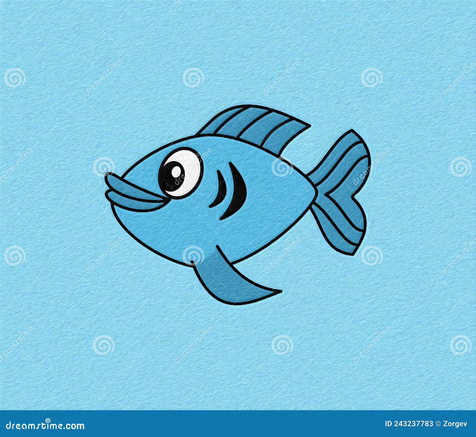 A Cute Blue Fish Swimming in Its Environment with Blue Texture ...