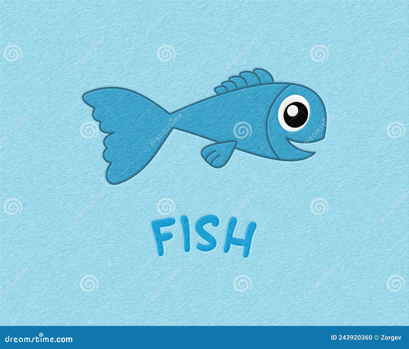 A Cute Blue Fish Swimming in Its Environment with Blue Texture ...