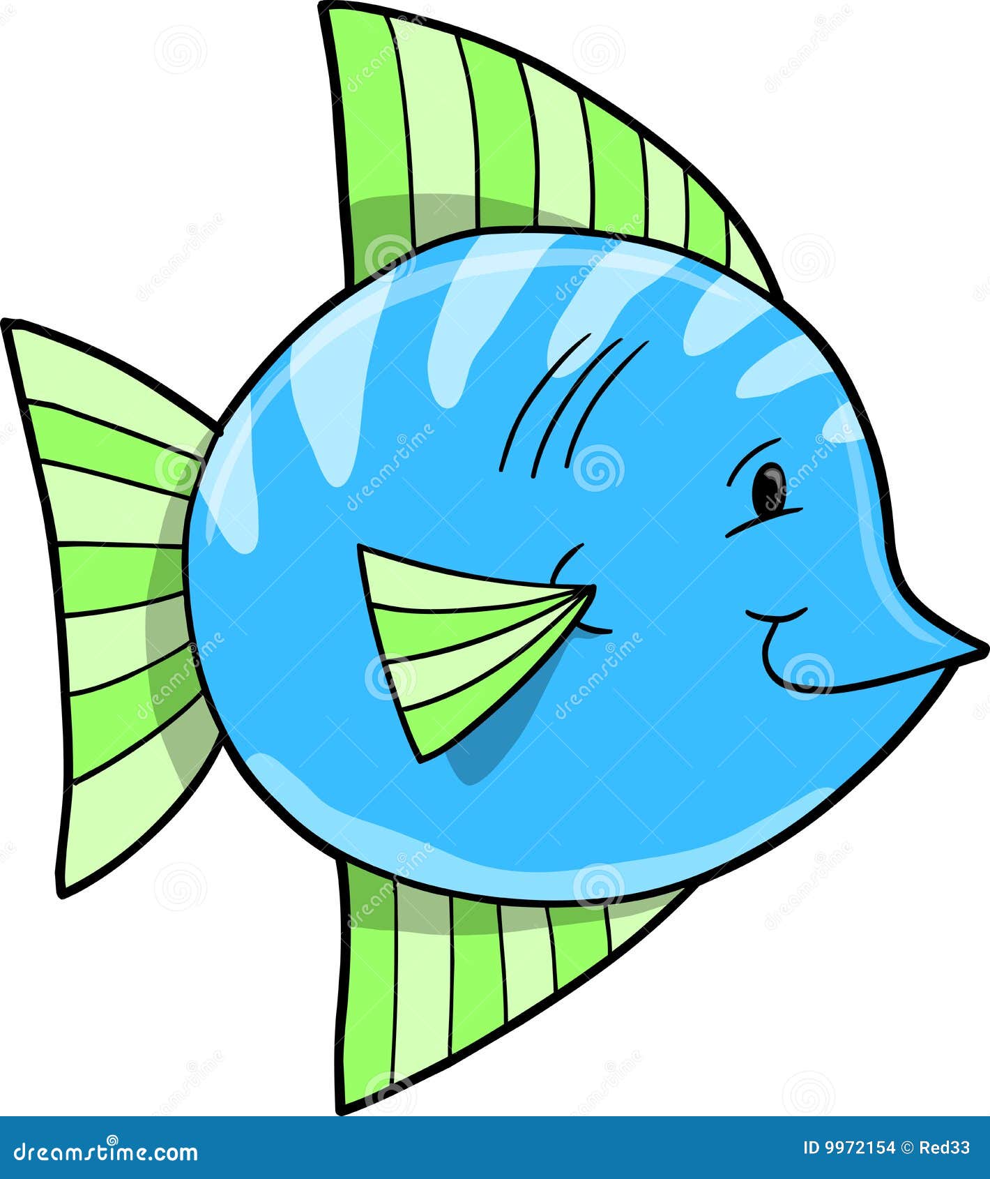 Cute Blue Fish Vector stock vector. Illustration of creature - 9972154