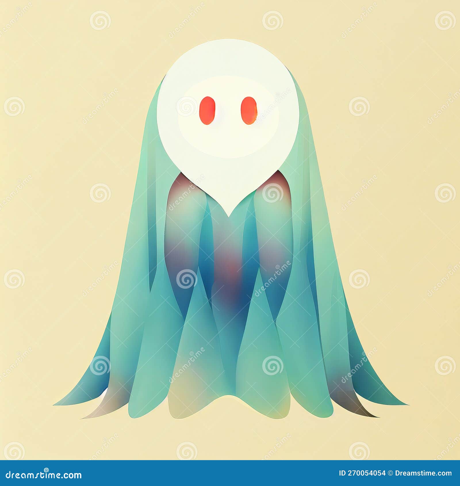 Cute Blue Ghost Flat Illustration. Ghost Sticker. Flat Illustration. AI ...