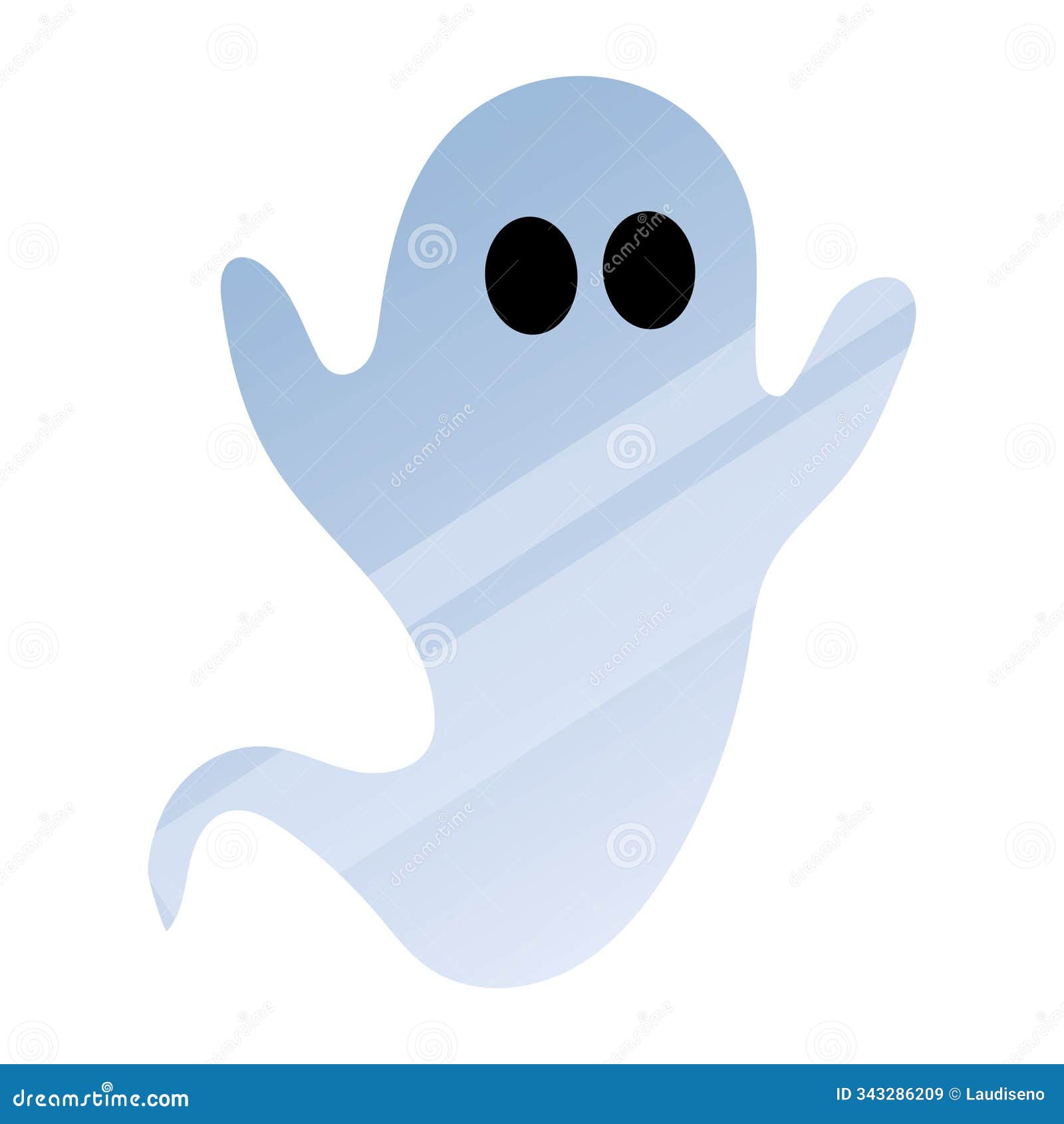 Blue Ghost Cartoon with Simple Shape and Black Eyes, Vector Stock ...