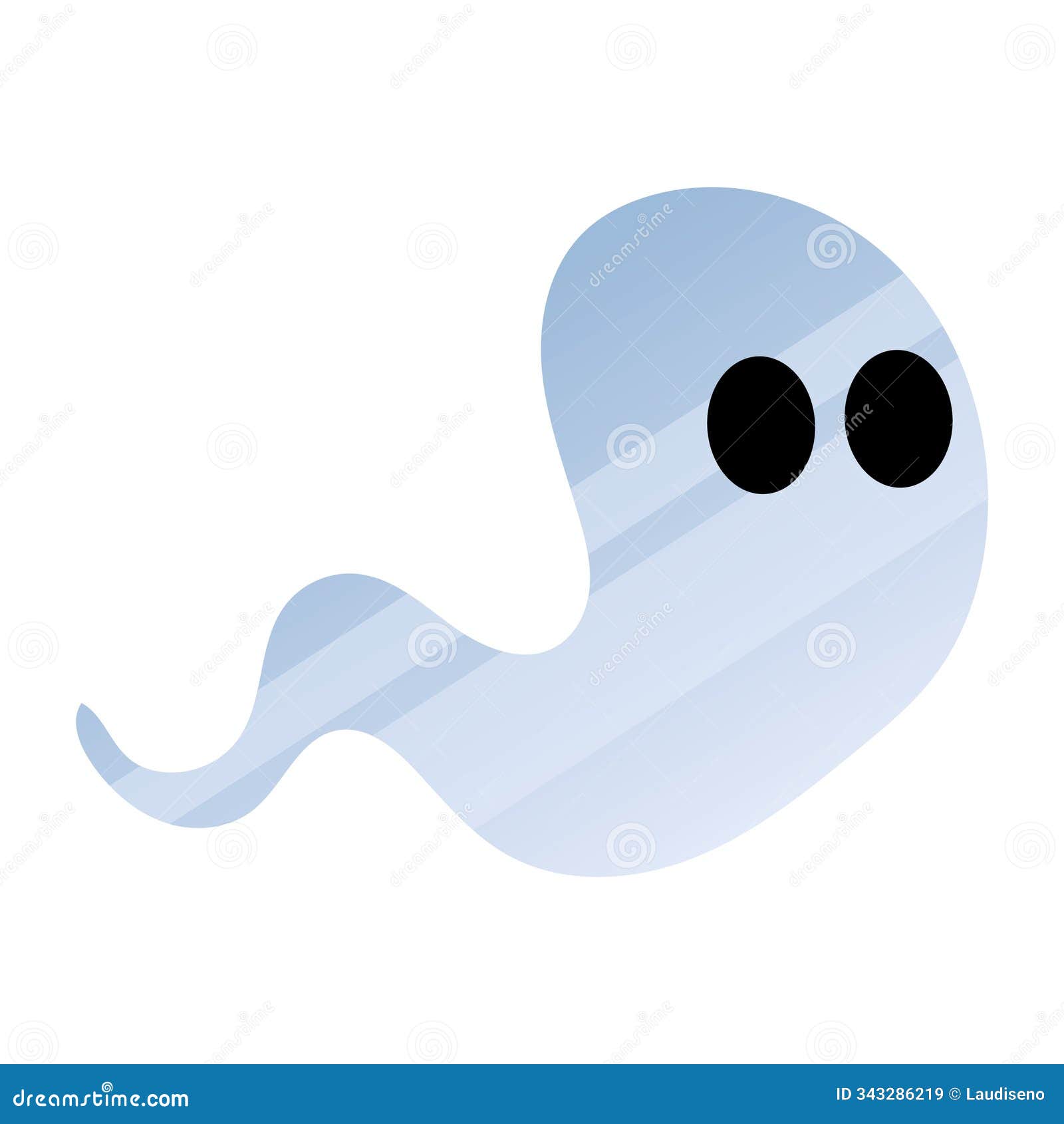 Blue Ghost Cartoon with Simple Shape and Black Eyes, Vector Stock ...