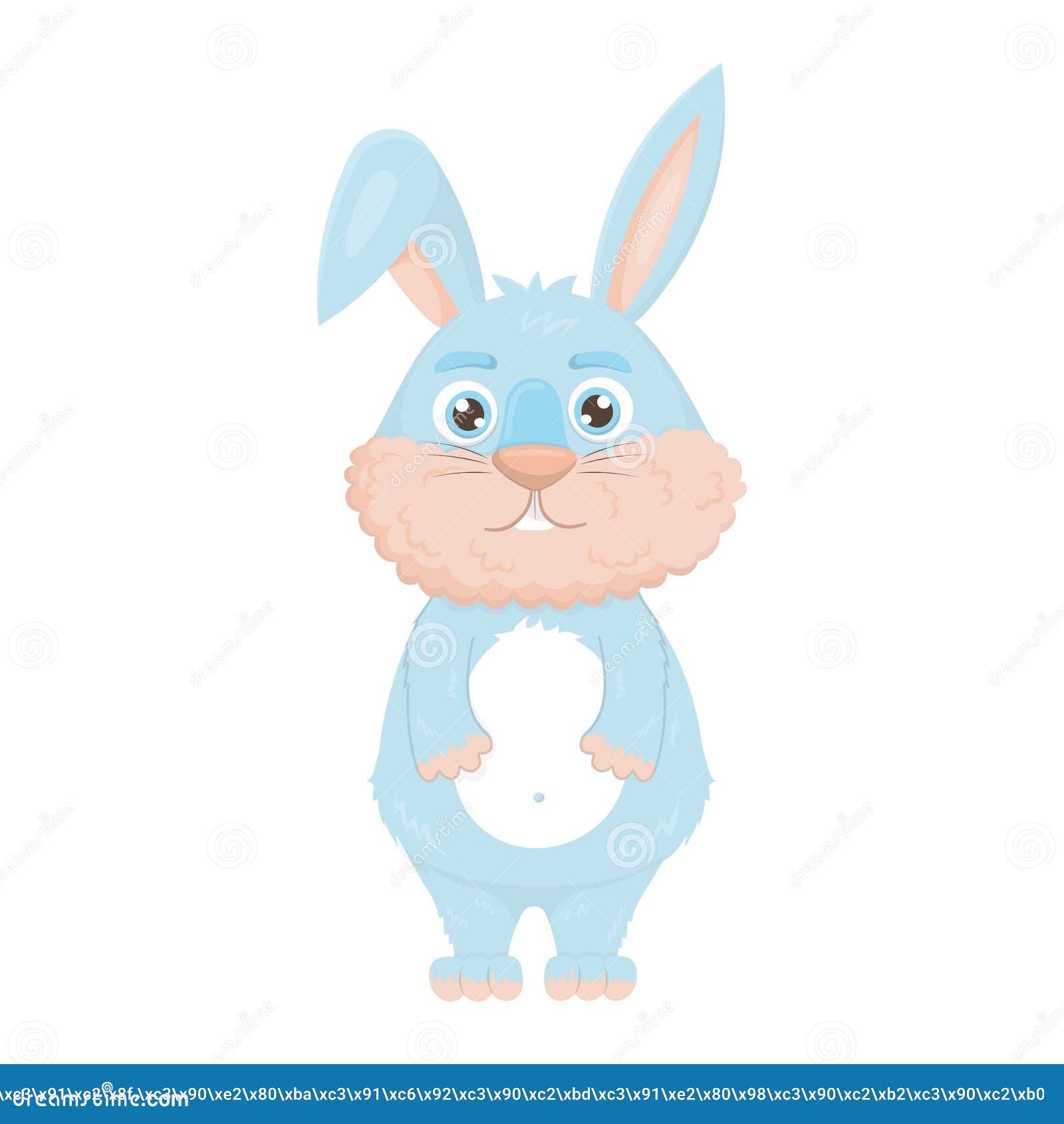 Cute Blue Hare in Flat Cartoon Style Stock Vector - Illustration of ...