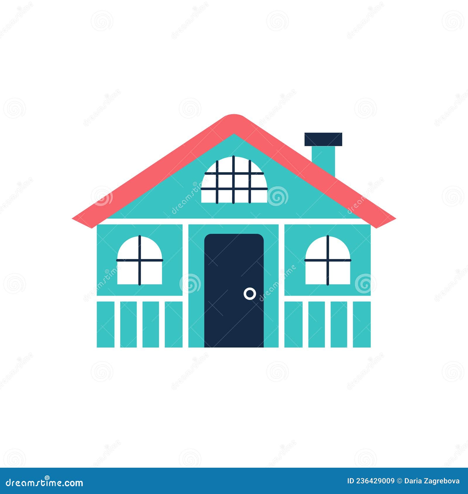 Cute Blue House. Vector Cartoon Flat Illustration Stock Vector ...
